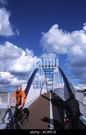Cycle bridge over A14, Cambridge Stock Photo - Alamy