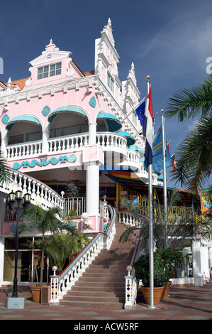 Colonial Dutch architecture along the main street of Oranjestad Aruba ...