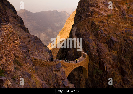 The bridge between two mountains up in the clifftop village of Shahara ...