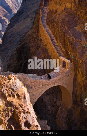 The bridge between two mountains up in the clifftop village of Shahara ...