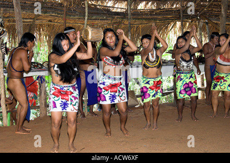 Women of the village perform a dance at the Embera Indian Village near Colon Panama Stock Photo ...