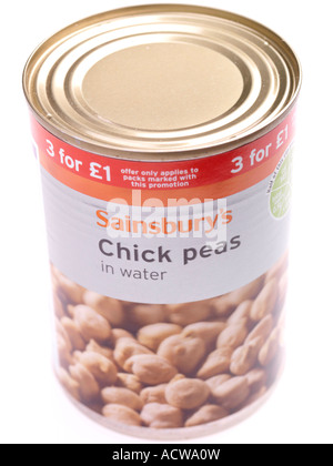 Chickpeas Chick Peas tin can whole food foods Tesco label Stock Photo ...