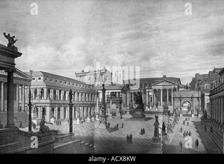 Reconstruction of the Roman Forum or Forum Romanum in ancient Rome ...