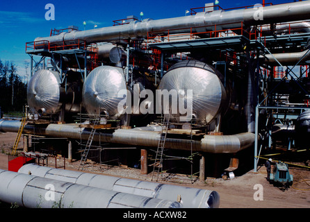 Natural gas processing plant near the Canadian Rocky Mountains with the ...
