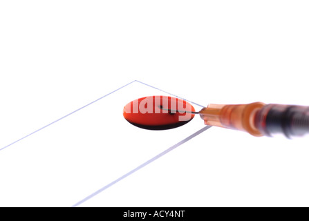 microscope slide, sample and hypodermic needle Stock Photo - Alamy
