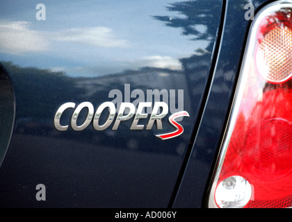 Mini Cooper S boot badge Stock Photo - Alamy