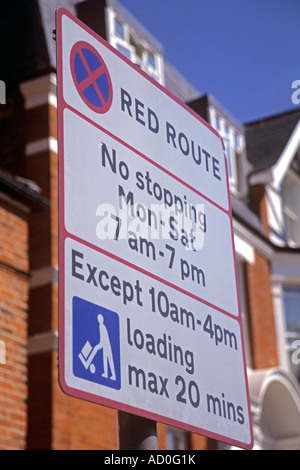 traffic enforcement traffic, red route sign London Stock Photo - Alamy