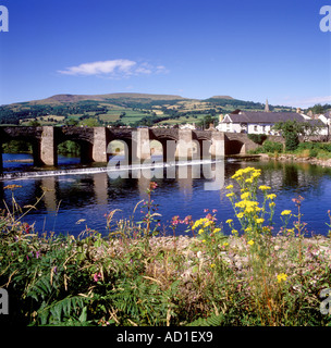 View of bridge over river, Crickhowell Bridge, River Usk, Crickhowell ...