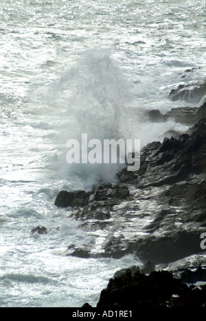 Cliff top view over the Bristol Channel Manobier Wales Stock Photo - Alamy