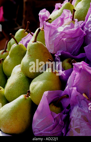 Fruits, Pear Green Pears packed in wrapper Stock Photo - Alamy