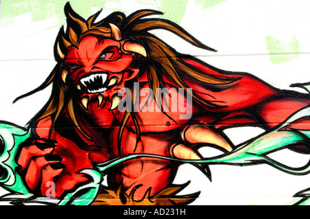 graffiti red demon devil moster monstrous art arty graf graphic ...