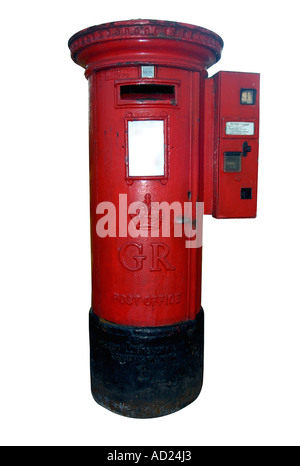Traditional British GPO cast iron red telephone box, disused and ...