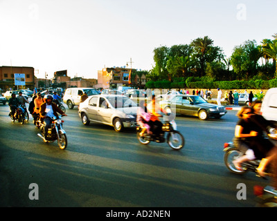 Marrakech Morocco busy traffic on street in Old Jewish area of Stock ...