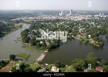 Virginia Beach,Lynnhaven River,aerial overhead view from above,view ...
