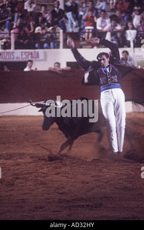Course Landaise, a form of bloodless bullfighting where young men in ...