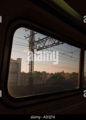 On Amtrak train looking out a window Stock Photo - Alamy