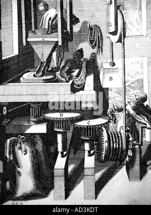 Hand Powered Milling Machine 17th Century Engraving Stock Photo - Alamy