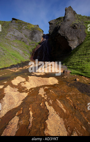 Small waterfall near Systrastapi in Kirkjubaejarklaustur on the south ...