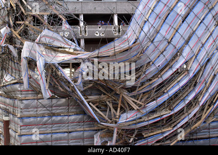 Aftermath of high winds in Cardiff scaffolding collapse on an office ...
