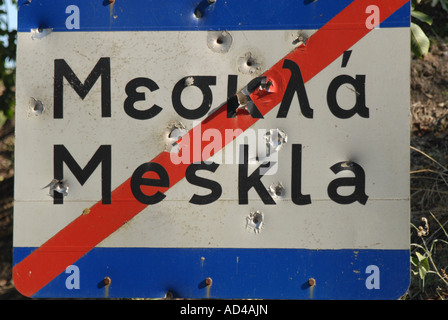 CRETE Town sign with bullet holes Stock Photo - Alamy