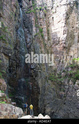 A waterfall at Wan Xian mountain recreation area Huixian city Henan ...