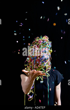 Streamers and confetti in mid air Stock Photo - Alamy