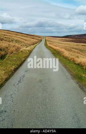 Single track road crossing a peat moorland in North Wales Stock Photo ...