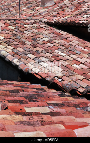 Orange slates roof Stock Photo - Alamy