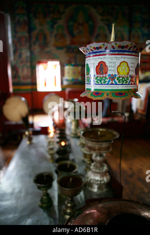India, West Bengal, Ghoom, Yiga Choeling Monastery interior, the ...