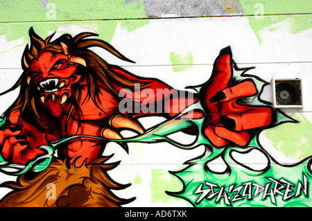 graffiti red demon devil moster monstrous art arty graf graphic ...