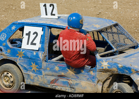 Racing car driver. Through the window view of a driver behind the wheel ...