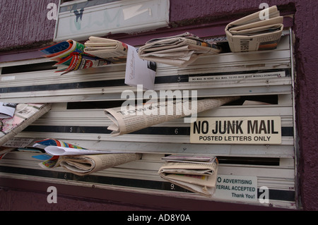 letterboxes stuffed with junk mail dsca 4673 Stock Photo - Alamy