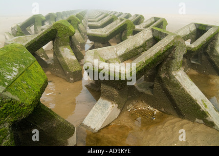 Concrete groynes on New Brighton beach on the Wirral Stock Photo ...