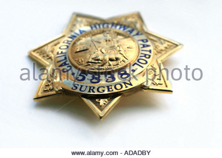 California Highway Patrol badge on a vintage US police car Stock Photo ...