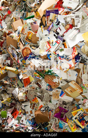 Post consumer waste, paper and cardboard, brought into recycling plant ...