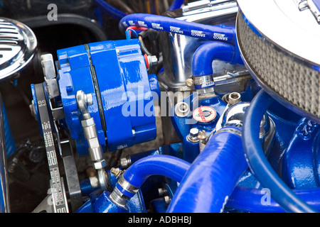 Display of replica Cobra car engine bay in concourse condition at a ...