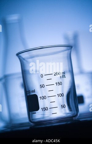 Glass science container with blue tint Stock Photo - Alamy