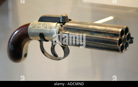 antique old fashioned pistol armory firearm trigger shoot white ...