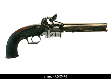 antique old fashioned pistol armory firearm trigger shoot white ...