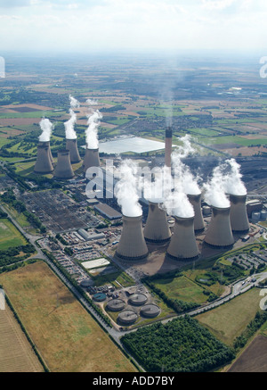 aerial view of Drax Power Station including the new Biomass power plant ...
