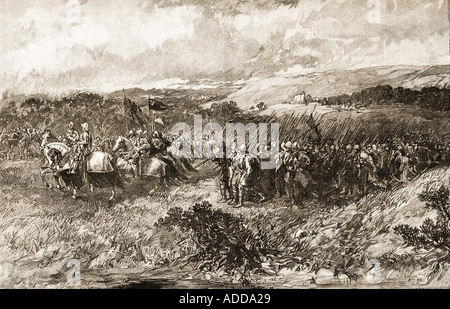 The Crusades. 12th century. Crusaders army. Colored engraving based on ...