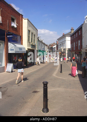 Town centre street, Thoroughfare, Woodbridge, SUffolk, UK Stock Photo ...