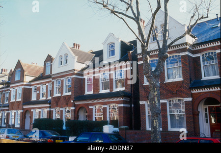 Edwardian Terraced houses in Tooting West London showing wrought iron ...