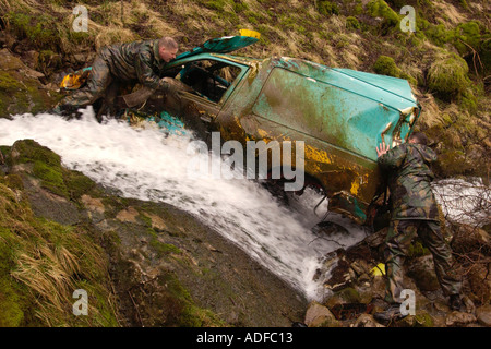 Cars dumped in the Brecon Beacons National Park at Ystrad Quarry Trefil ...