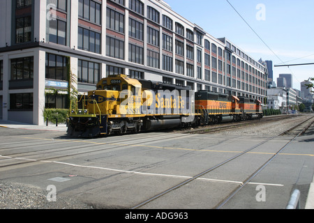 BNSF diesel locomotives downtown Seattle WA Stock Photo - Alamy