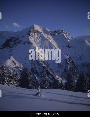 Dreispitz Mtn in winter from Standfluh above Kiental and Kandertal ...