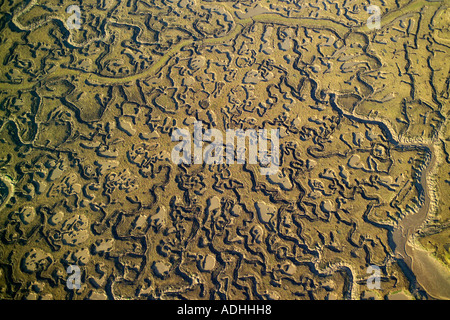 Aerial view of Chetney Marshes in the River Medway in Kent Stock Photo ...