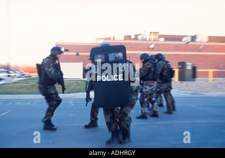 SWAT training. Entering rooms and moving in formation. Rural county ...