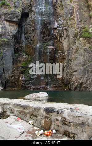 A waterfall at Wan Xian mountain recreation area Huixian city Henan ...