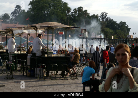 Smoke rising as food is prepared in place Jemaa el-Fna Marrakech ...